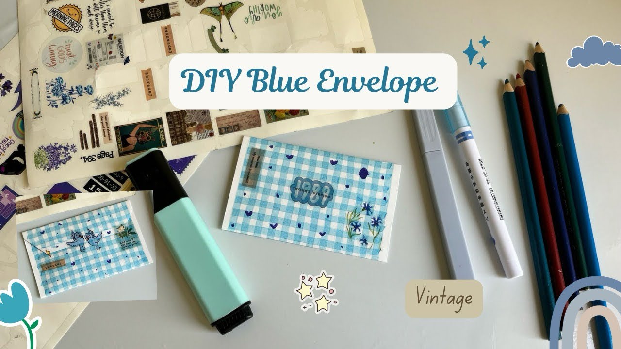 DIY blue envelope 💌🌷| craft with me | cute diy #diycrafts #aesthetic # ...