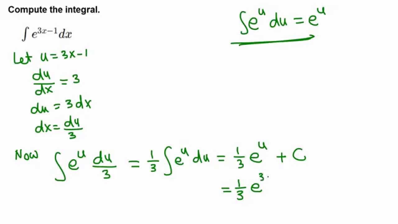 Integration By Substitution E 3x 1 YouTube