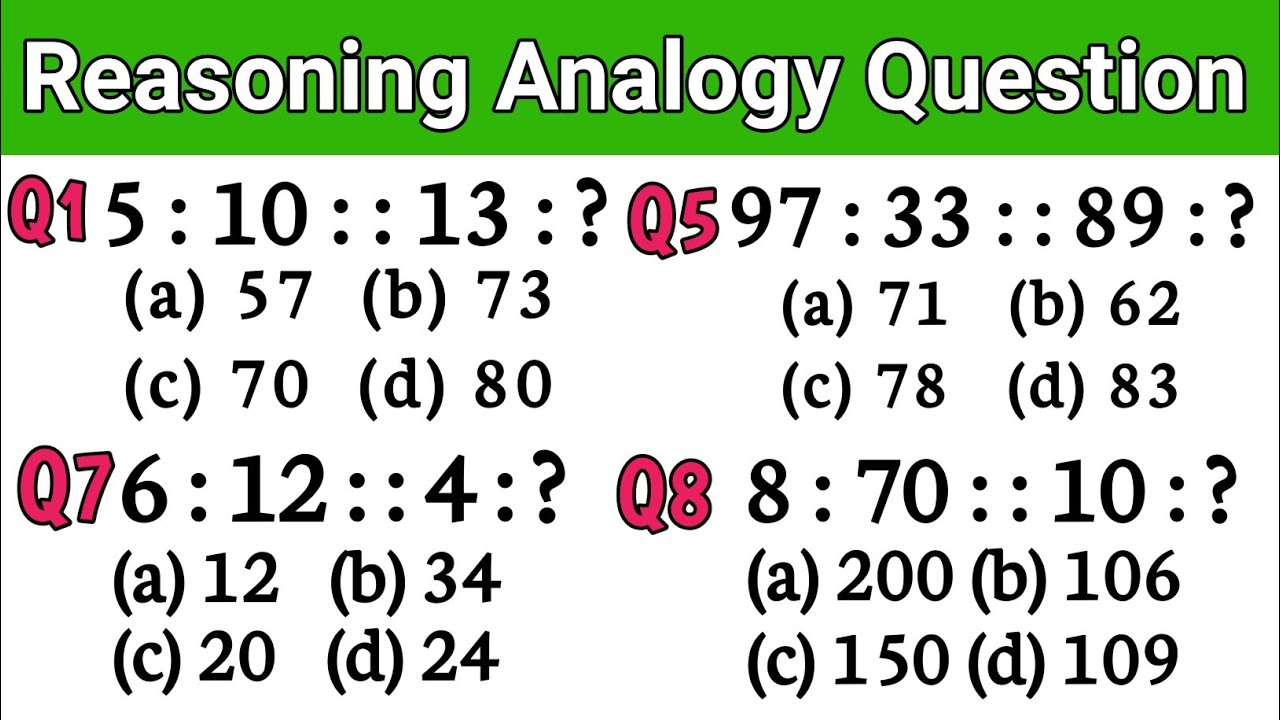 Reasoning Analogy || Reasoning Questions || Reasoning Practice set ...