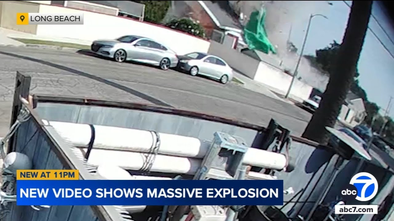 New video shows moment Long Beach home property explodes - YouTube