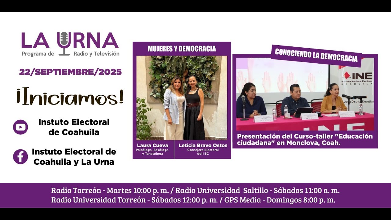 La Urna, programa de Radio y Televisión del IEC. Septiembre 22 de 2025 ...