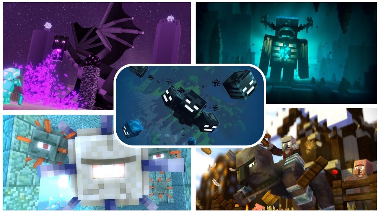 MINECRAFT All Bosses [with Actions & Stuff] - No Comentary - YouTube