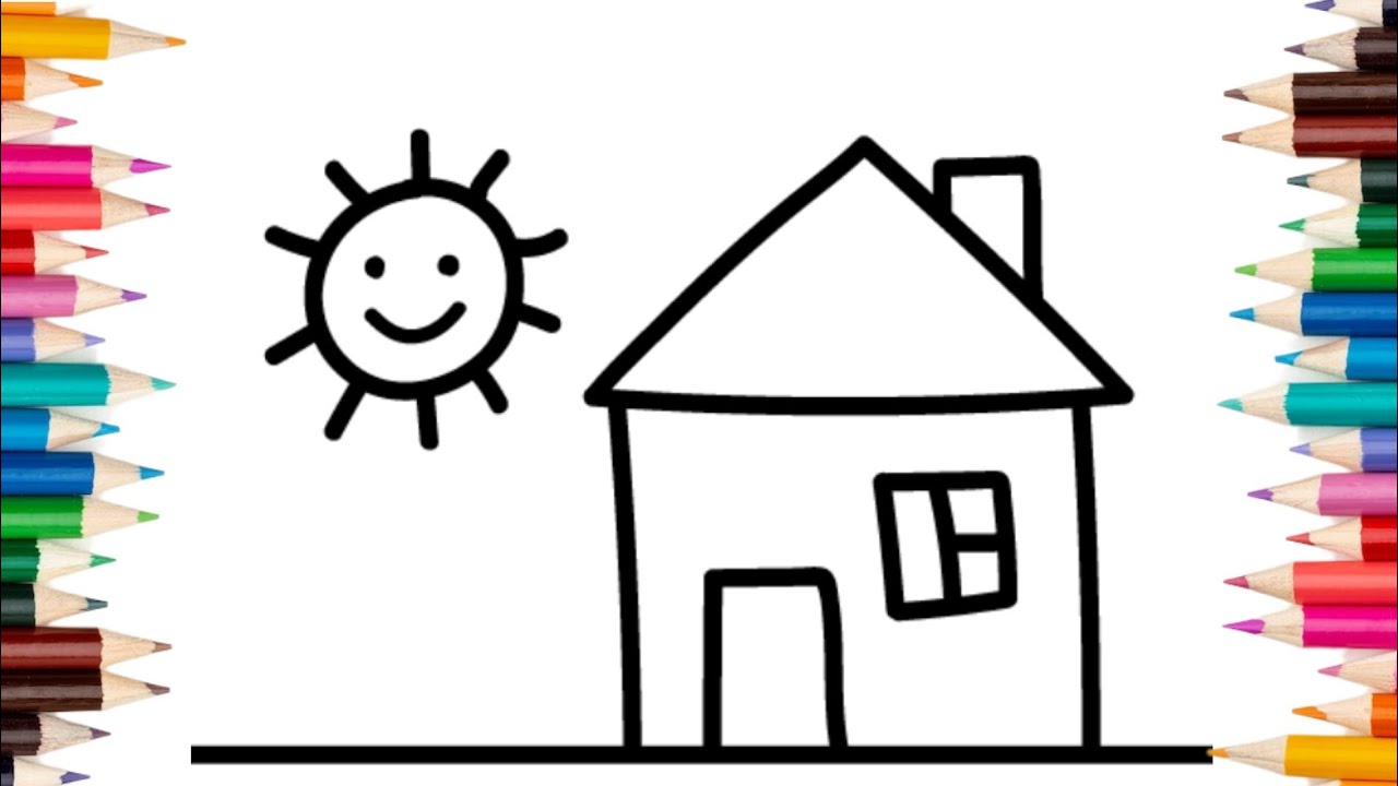 House & sun drawing for kids and toddlers |Art gallery - YouTube