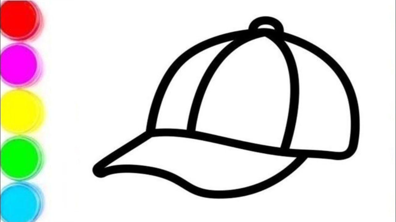 Cap 🧢 Drawing and Colouring for Kids and Toddlers | How to Draw Cap ...