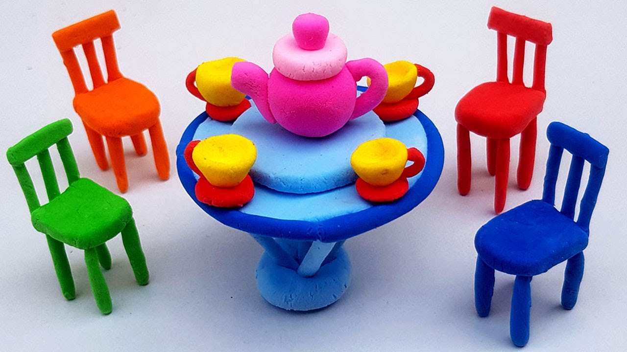 DIY How To Make Clay Table & Chairs I Clay Tea Set I Miniature Clay ...