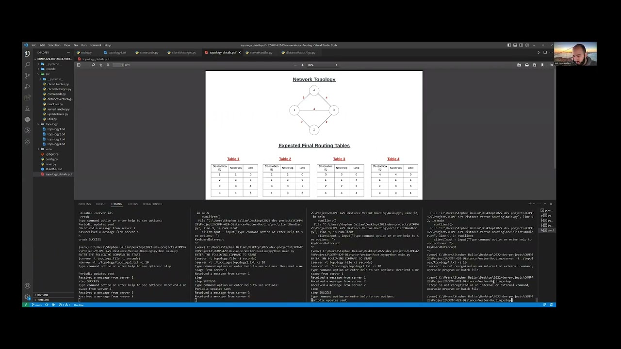 Comp 429 Distance Vector Routing Demo (Michael Balian and Arin ...