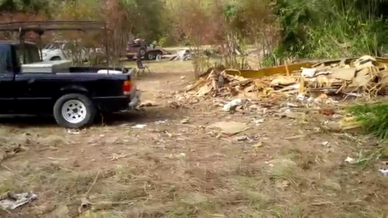 Ford Ranger Pulls Mobile Home Front out of the Rubble - YouTube