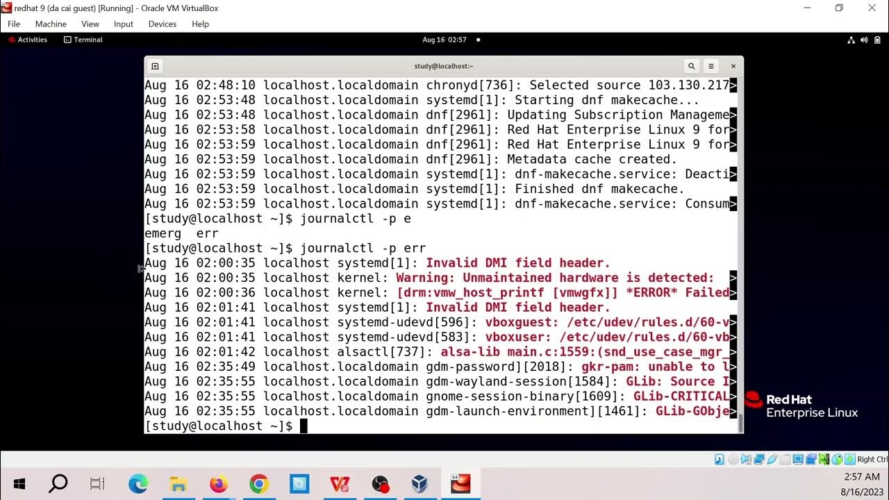 Redhat Linux 9 Lab: Exercise 13-2 Discovering journalctl - YouTube