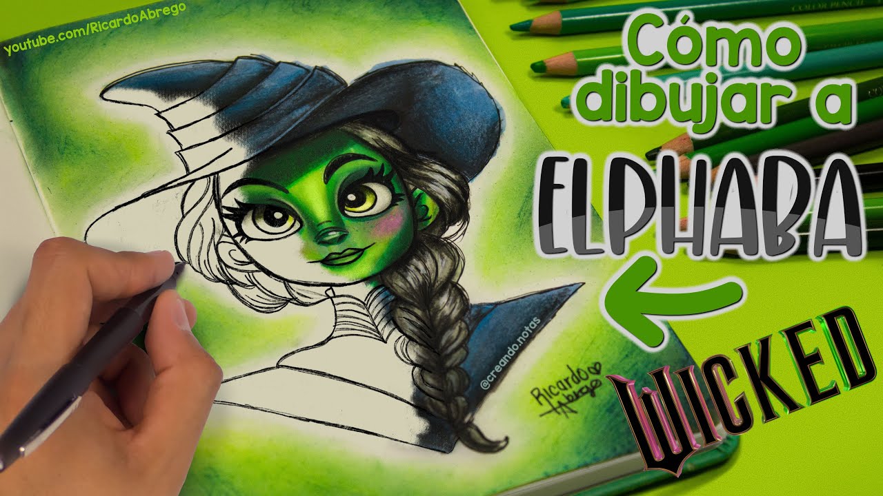 Cómo dibujar a ELPHABA de WICKED estilo PRINCESA DE DISNEY - #wicked # ...