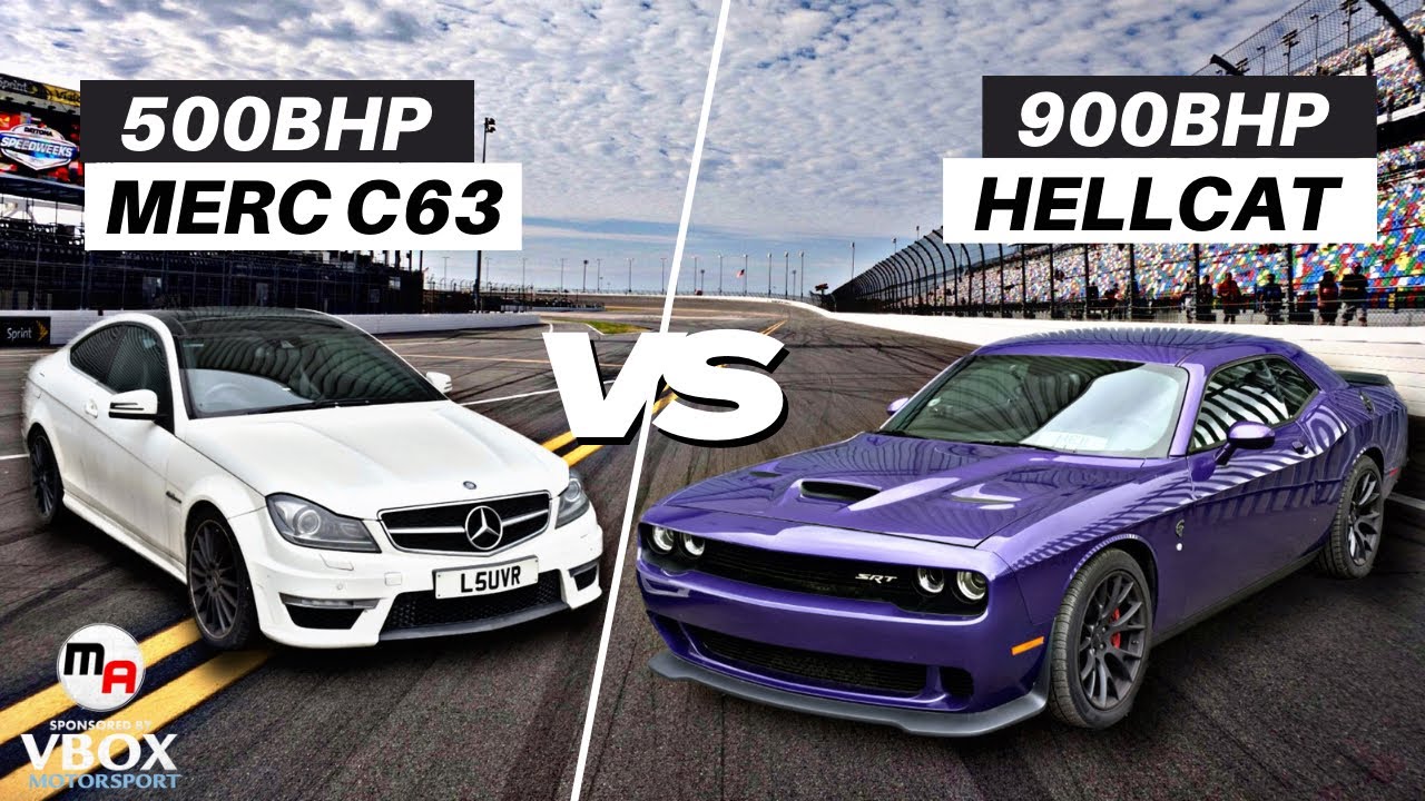 900+ BHP CHALLENGER HELLCAT VS 500BHP MERC C63 AMG - HELLCAT TRACK ...