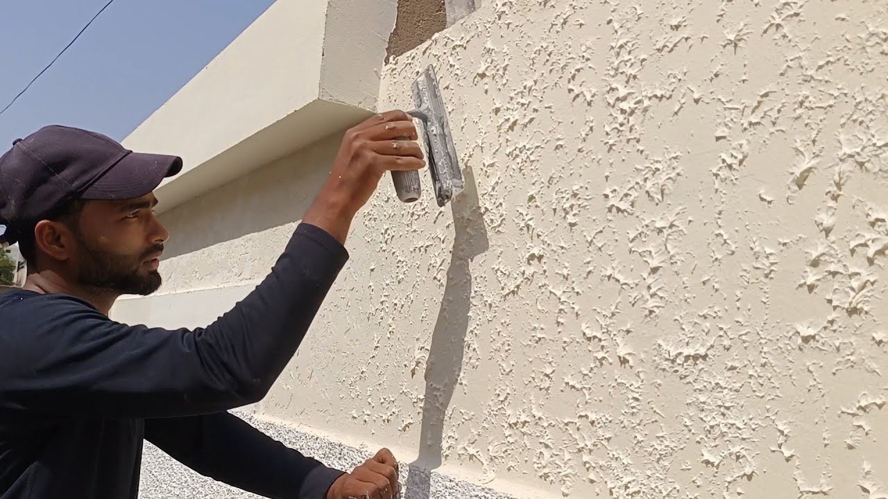 new house wall painting ideas || exterior wall texture design ...