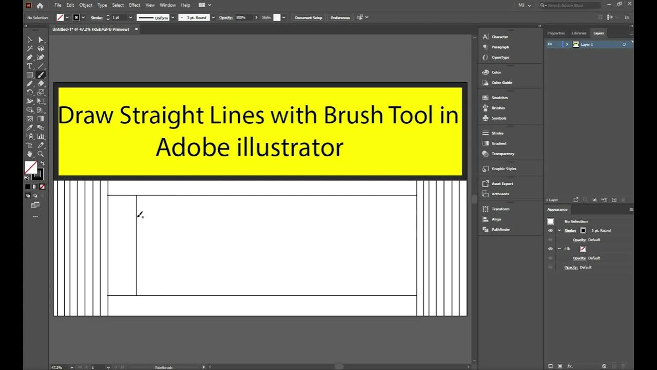 How to Draw Straight Lines with Brush Tool in Adobe illustrator - YouTube