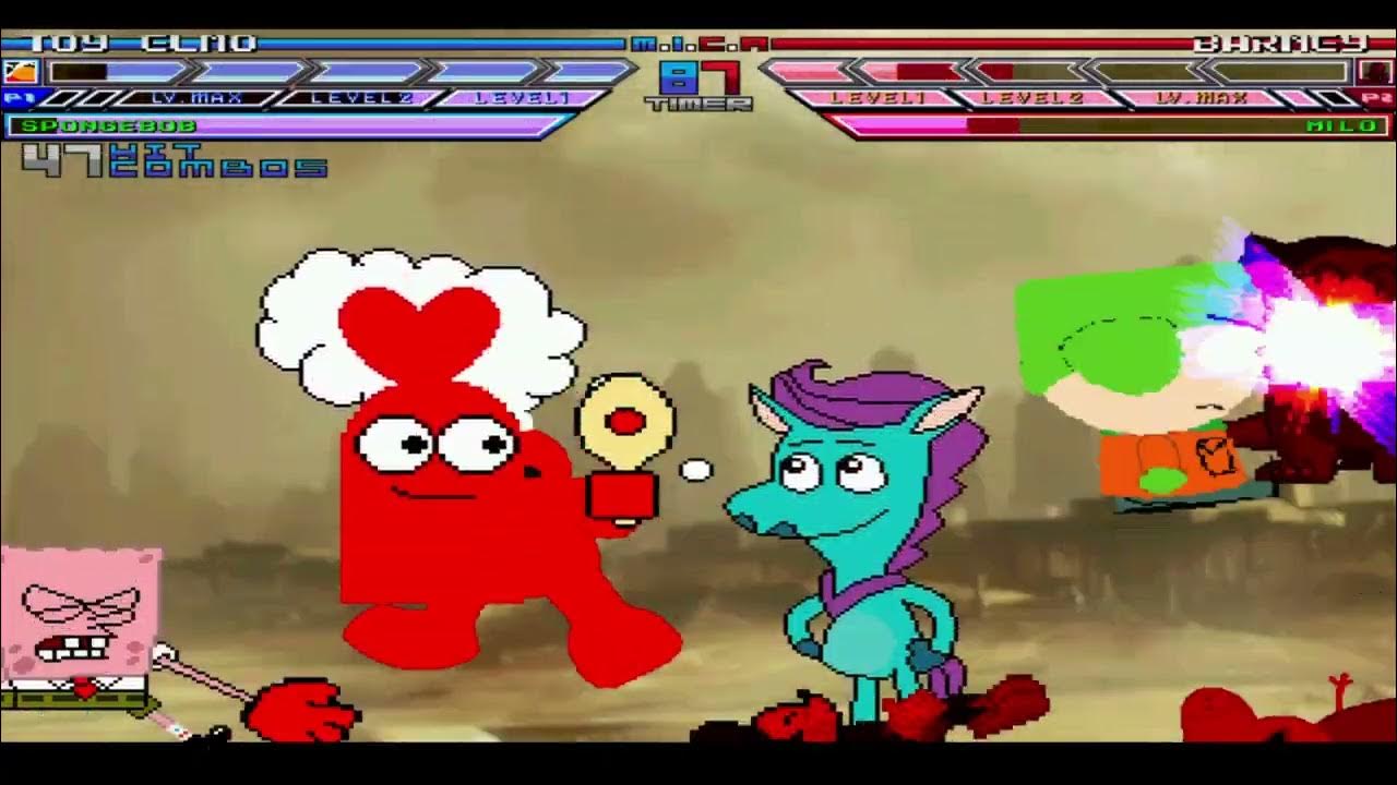 MUGEN Fight - Elmo, SpongeBob, Kyle, and Bloo vs. Barney, Milo, Peppa Pig, and Mickey Mouse ...