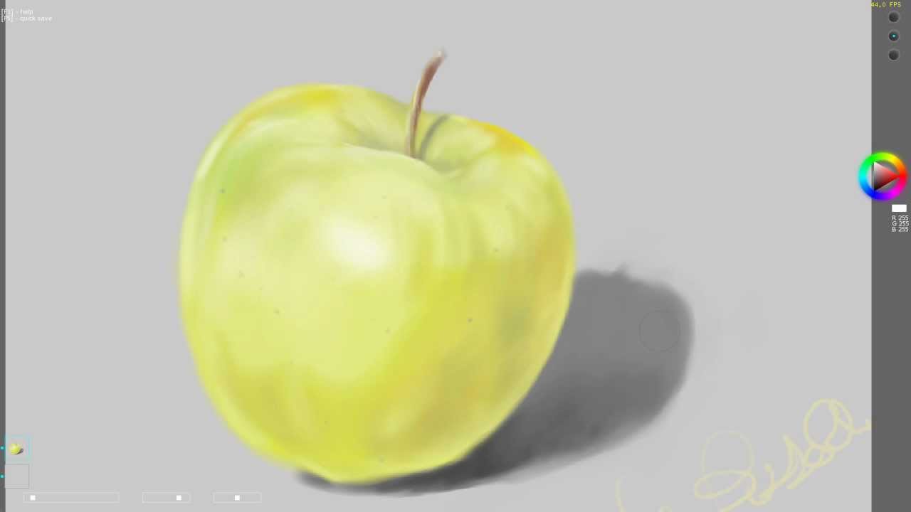 OpenGL paint software "SpeedyPainter": drawing an apple - YouTube