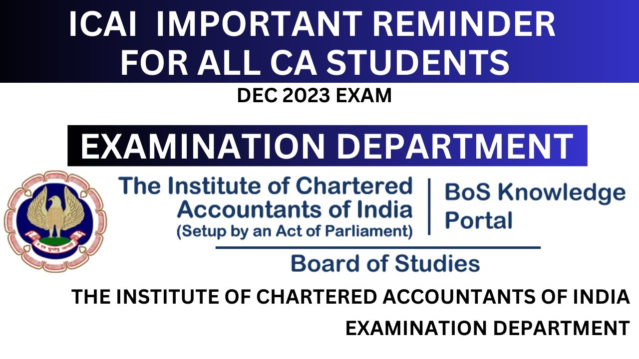 icai examination department important remnder for all ca students for ...