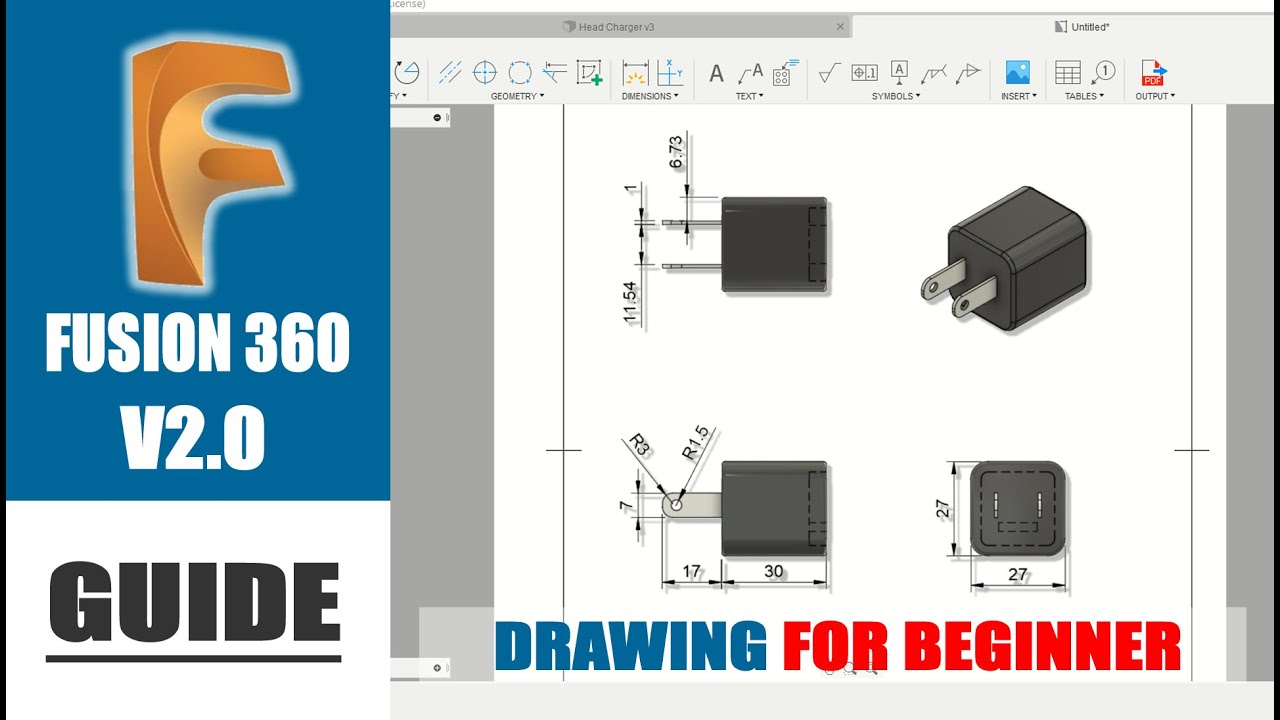 Fusion 360 V2.0 Drawing Guide Tutorial For Beginner - YouTube