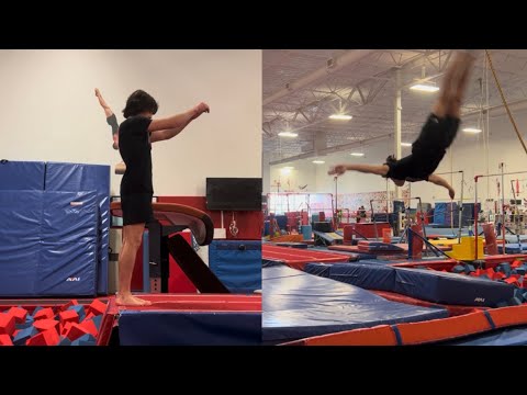 Learning A Standing Double Back | Game Of Stick It - YouTube