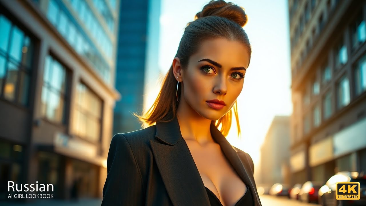 4K AI Art Lookbook｜Sophisticated AI Lady in Sleek Blazer Look at Dusk ...