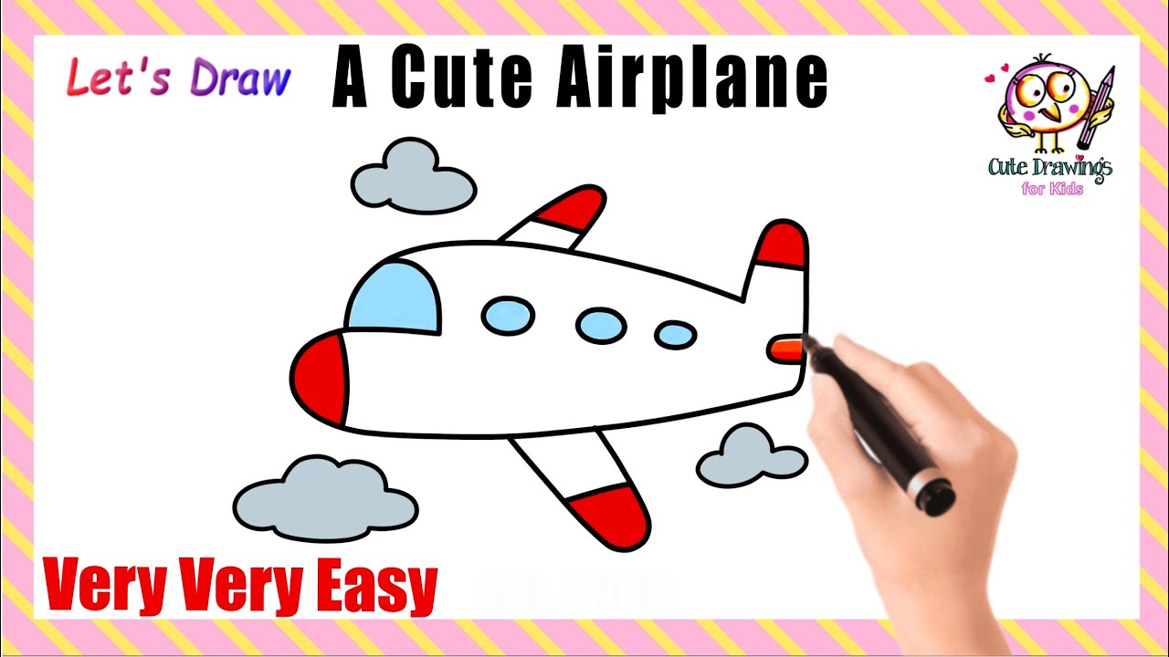 Cute Airplane Drawing for Kids, step by step. - YouTube