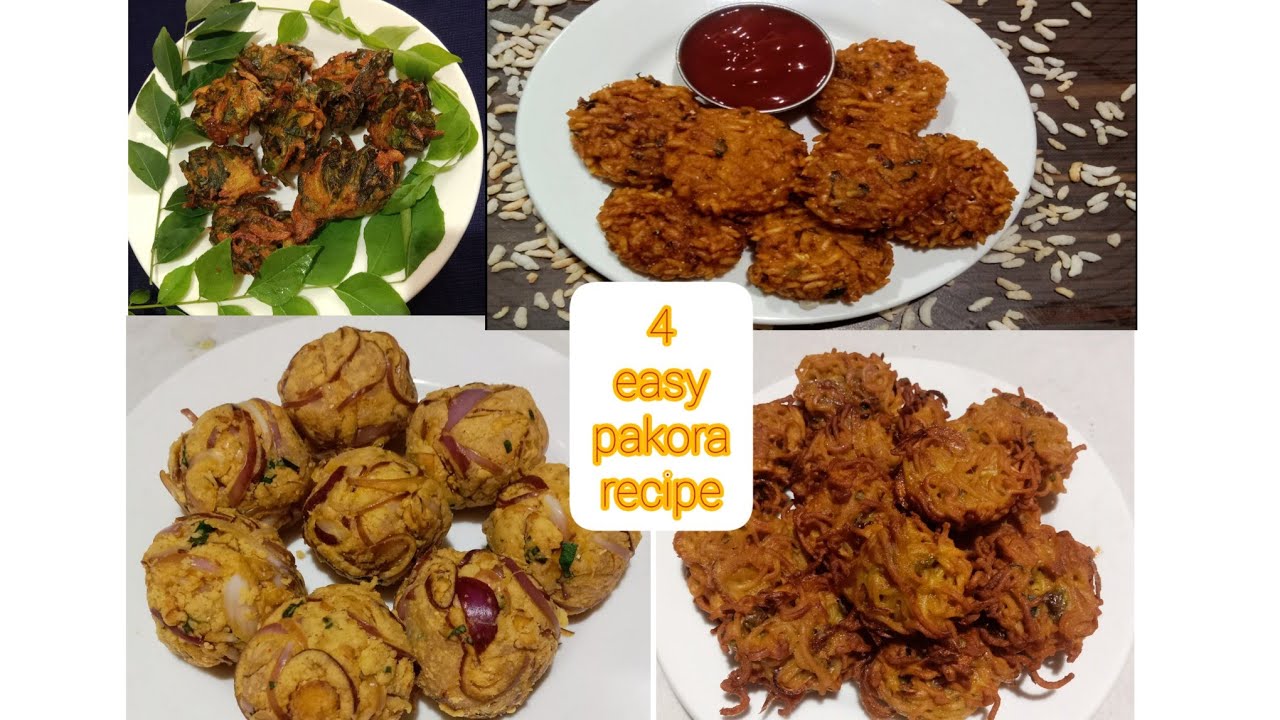 4 types of pakora recipe /easy pakora at home 😋 - YouTube