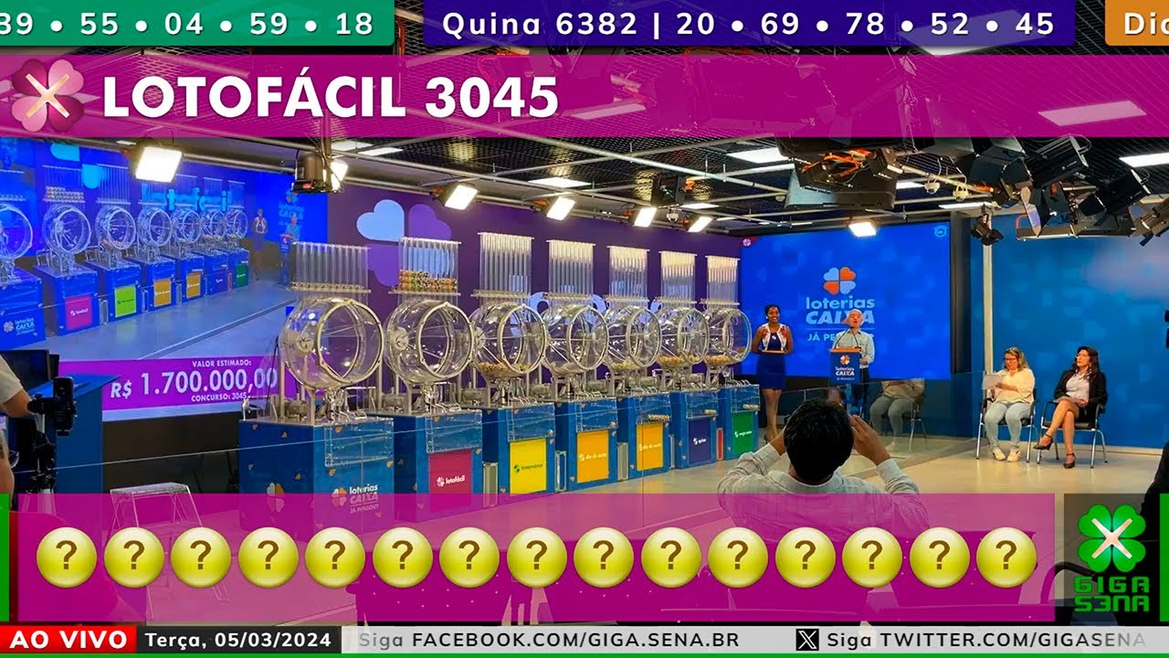 Resultado da Lotofácil 3045, Terça-feira, 05/03/2024 | GIGA-SENA - YouTube