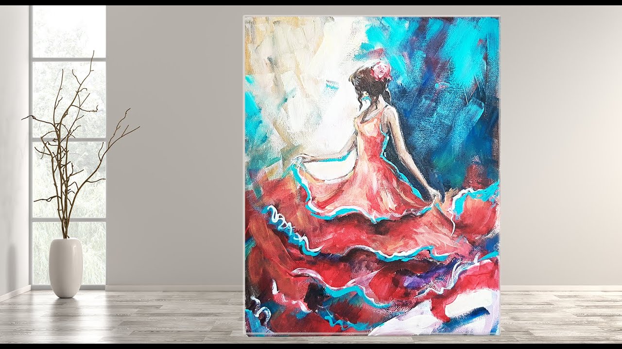 Girl dancing /Abstract Acrylic painting /Demo / Step by Step ...
