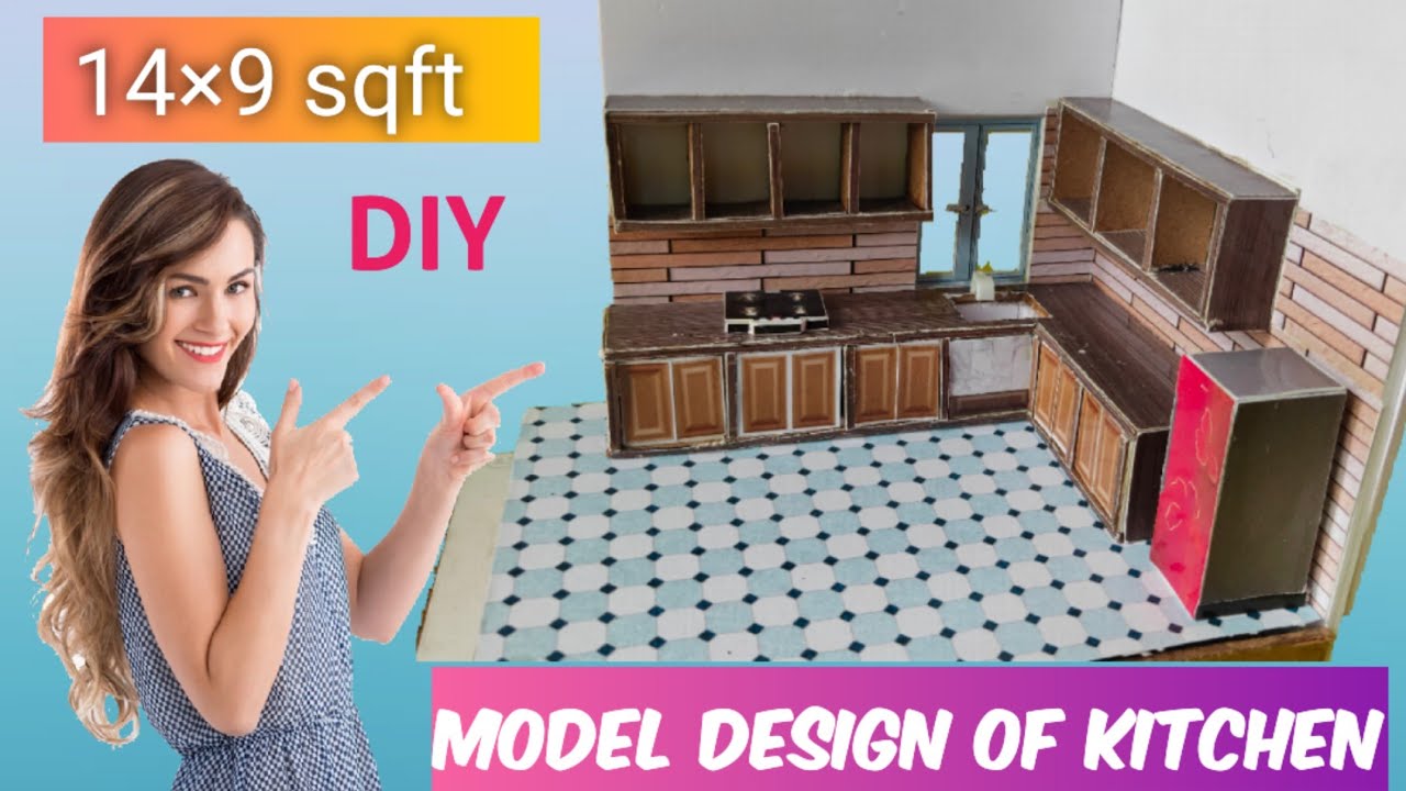 DIY//interior design of a beautiful kitchen made by cardboard - YouTube