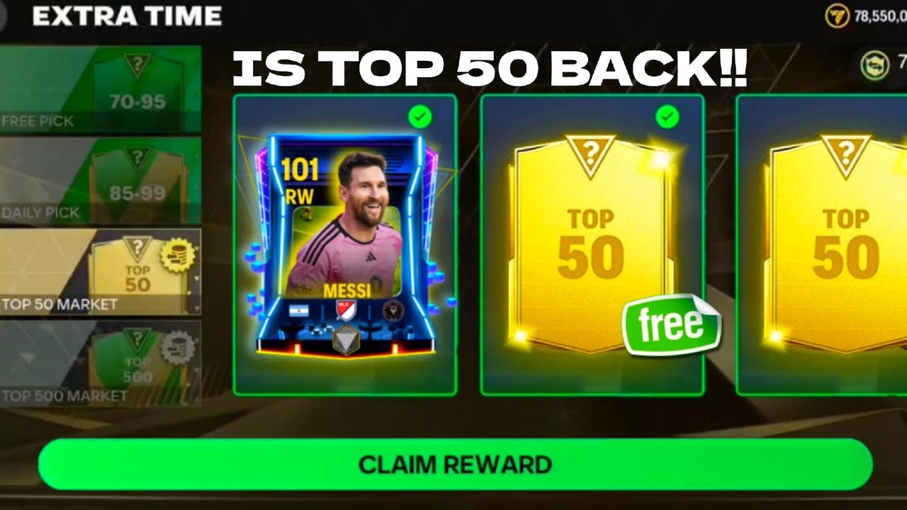 IS TOP 50 MARKET PICK BACK & 101 OVR MESSI RETRO STAR FC MOBILE 24 ...