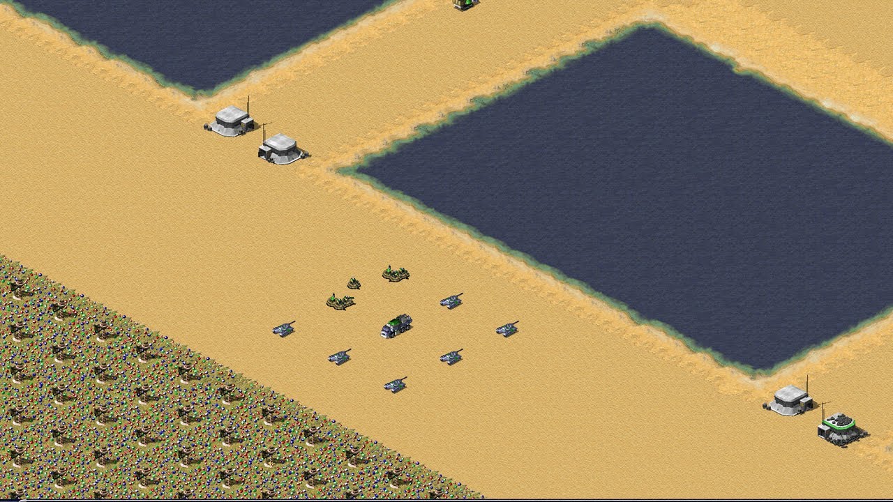 Red Alert 2 | Extra hard AI | 7 vs 1 | France Cannon Defense | prism ...
