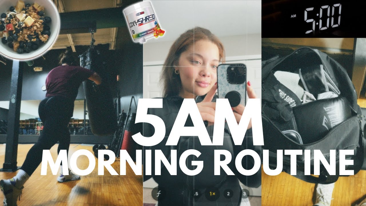 5 am morning routine // tips for waking up early + boxing workout - YouTube