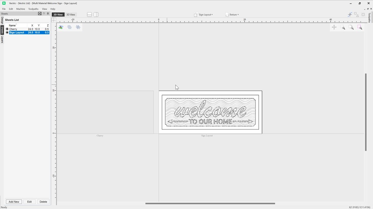 How To Use Sheets In Vectric Software General Topics V12 Tutorials Youtube