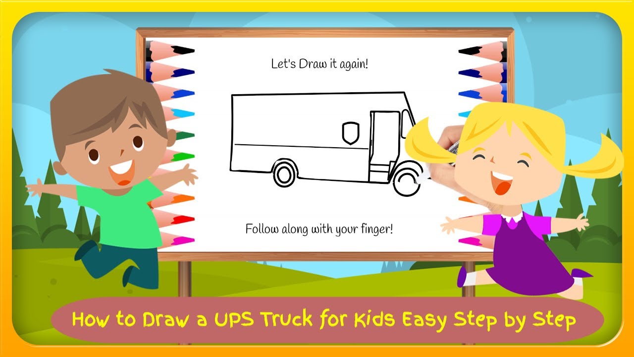 How to Draw a UPS Truck for Kids Easy Step by Step - YouTube