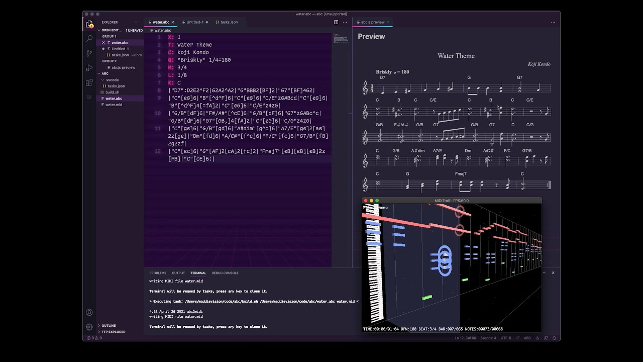 super mario bros water theme [VSCode abc notation] - YouTube