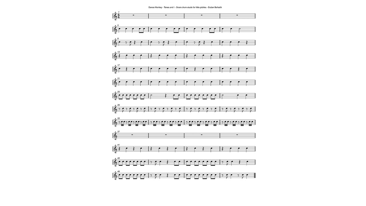Tones and I - Dance Monkey - Snare Drum etudes for little pickles - YouTube