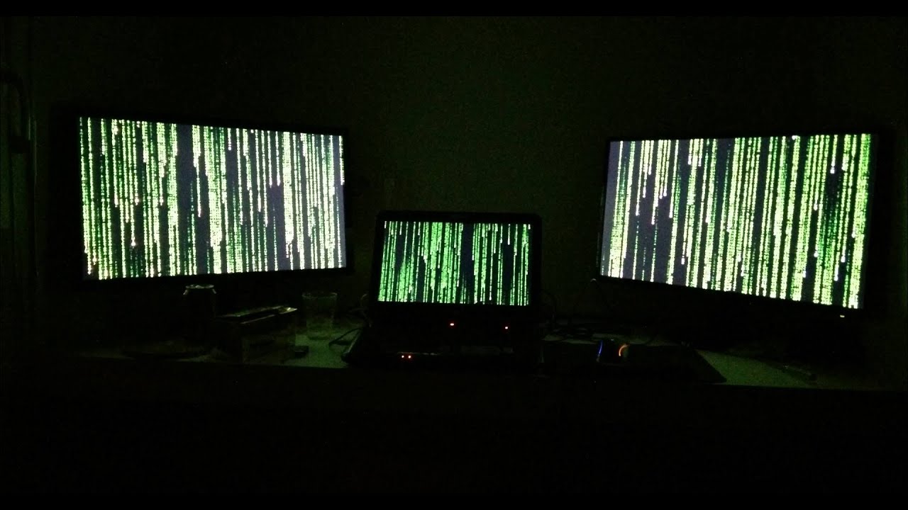Matrix screen saver 4k - 3 displays - YouTube