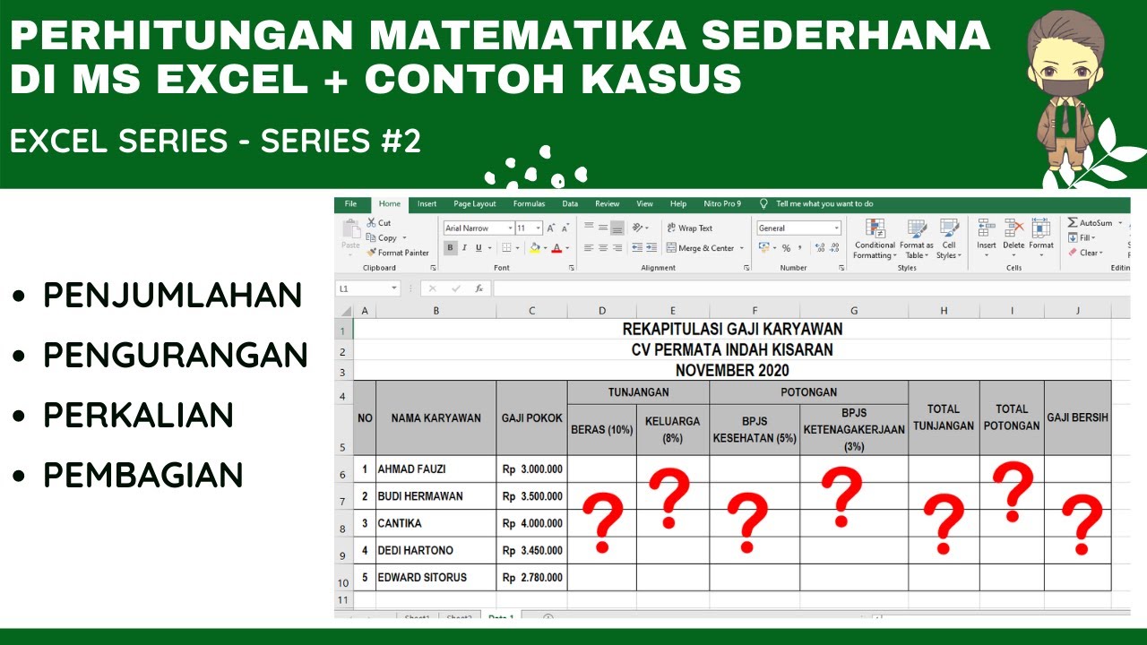 PERHITUNGAN MATEMATIKA SEDERHANA DI MS EXCEL + CONTOH KASUS | EXCEL ...