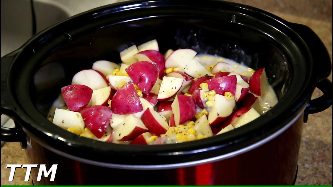 EASY Potatoes and Corn Slow Cooker Recipe - YouTube
