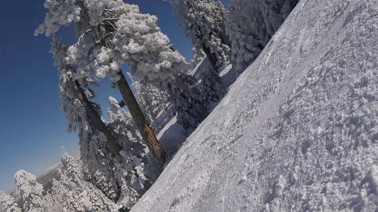 "The Wall" at Snow Summit on a beautiful sunny day following a big snow ...
