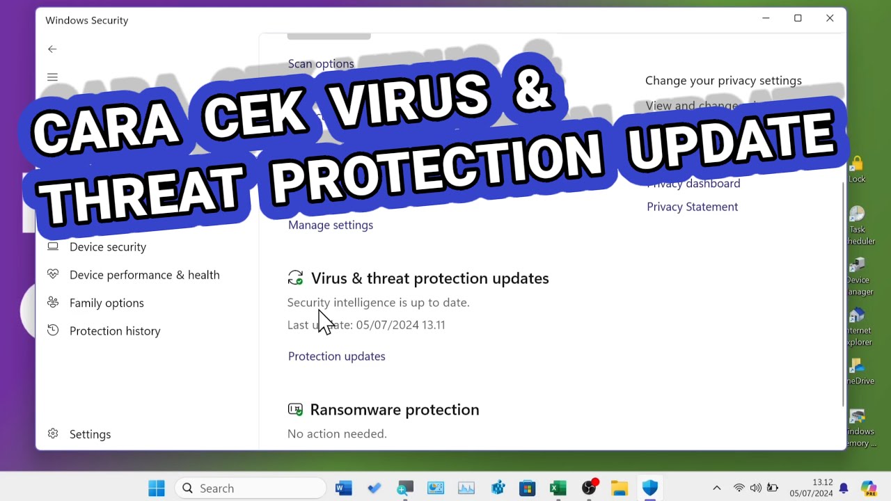 Tutorial Cara Mengecek Virus & Threat Protection Updates di Laptop ...