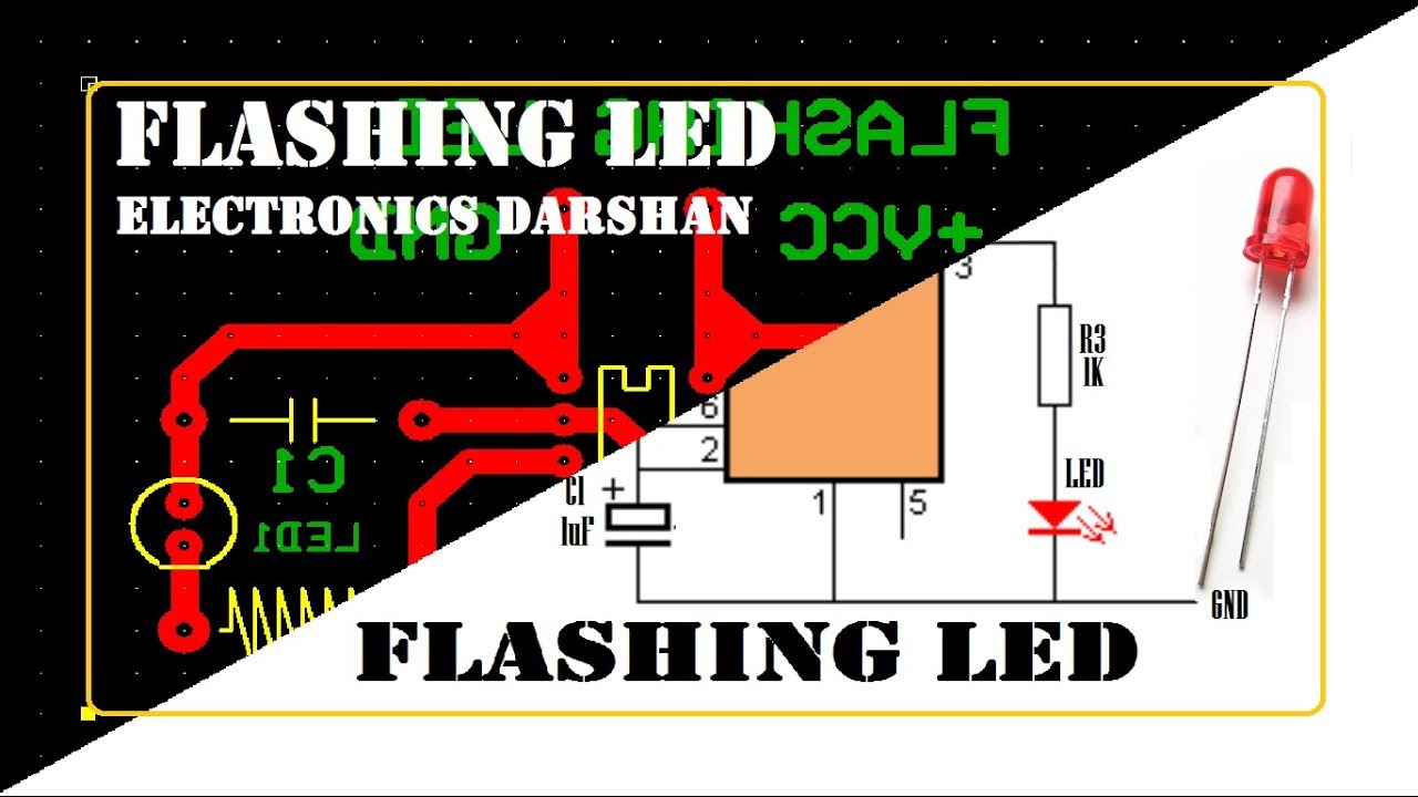 PCB Layout Of FLASHING LED PROJECT #46 - YouTube