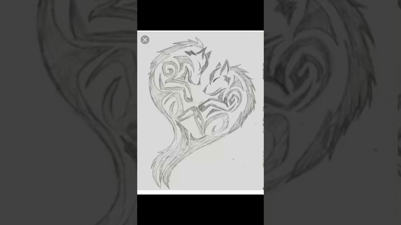 Cute wolf-heart drawing - YouTube