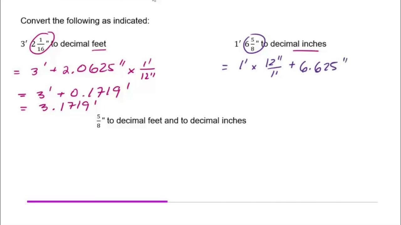 Converting to Decimal Feet and Decimal Inches - YouTube