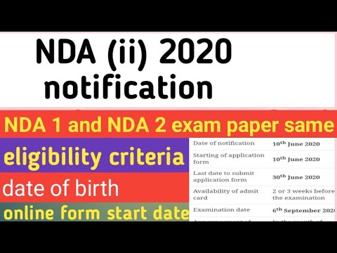 NDA 2 2020 notification।। eligibility criteria and date of birth for ...