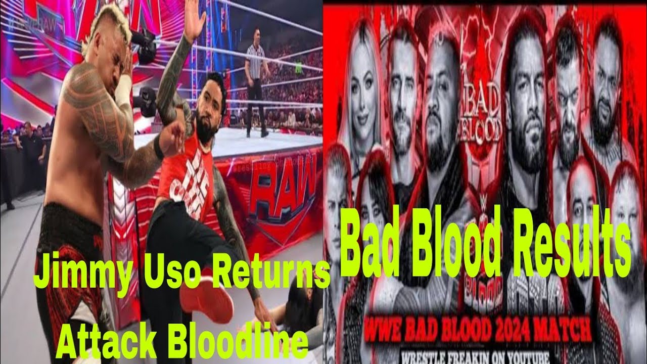 😱Jimmy Uso Return & attack Bloodline I WWE Bad Blood Results # ...