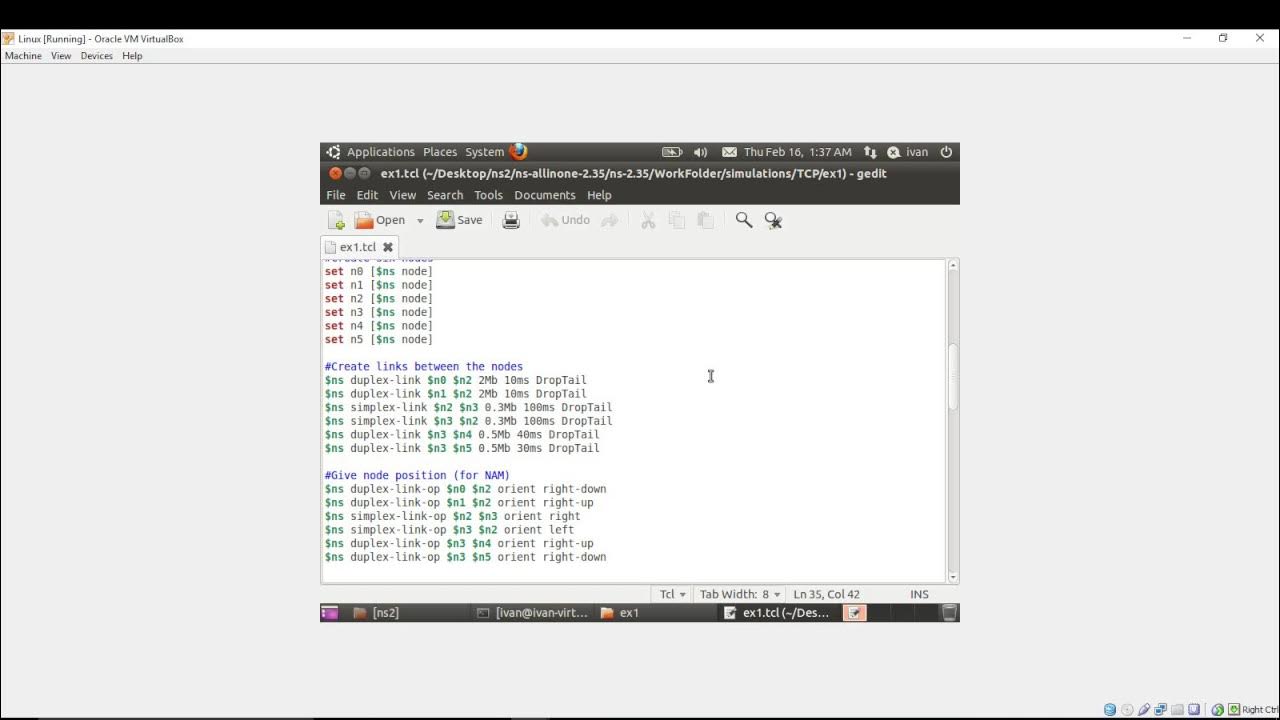 NS2 Tutorial: Run your first basic wired simulation scenario script in ns2.35 (ns2) - YouTube