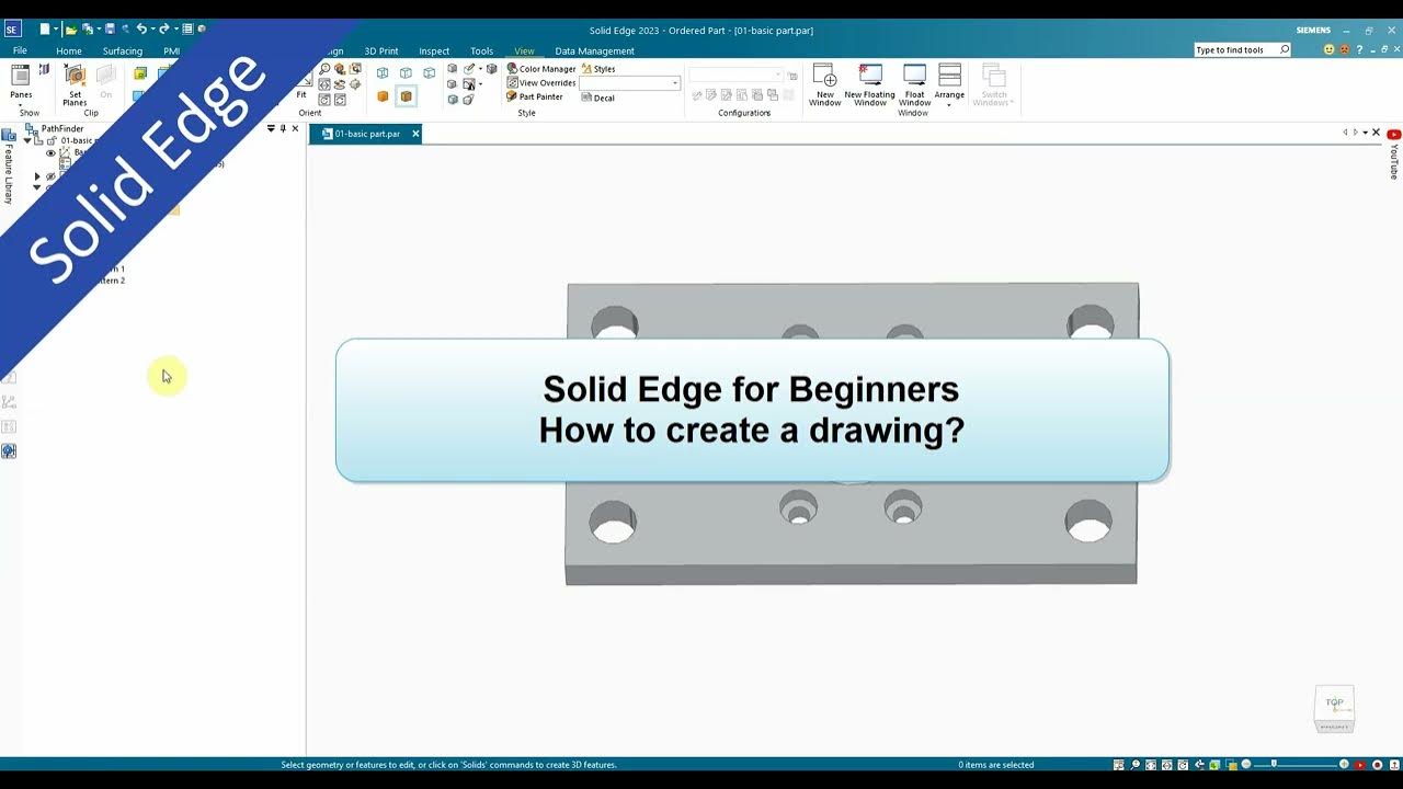 Solid Edge for Beginners - How to create a drawing? - YouTube