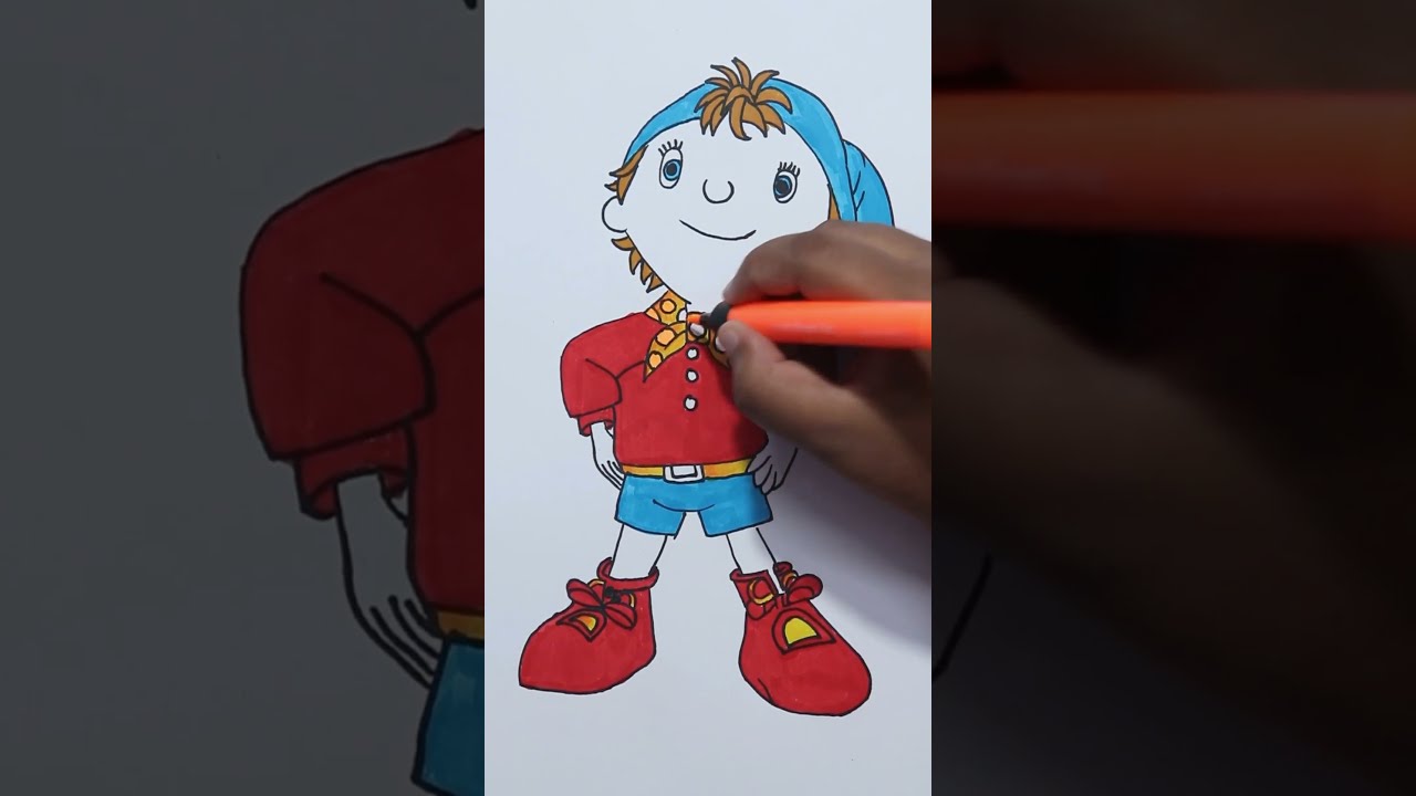 Noddy Finger Cartoon Character Drawing with Brush Pens - YouTube