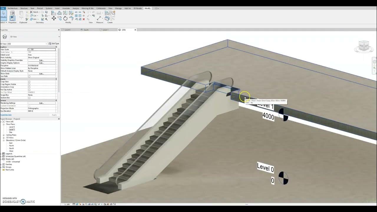 Parametric Two Level Based Escalator Revit Family - YouTube