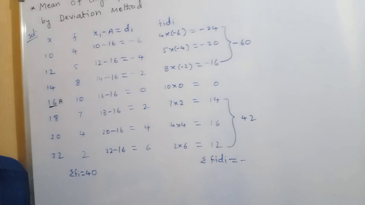 Deviation method 9th class 9th chapter statistics example 8 - YouTube