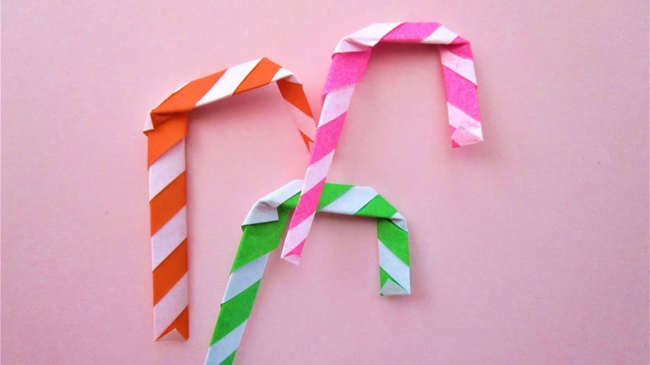 Candy Cane Origami 🎅 - Christmas Paper Craft - ASMR Paper Sound - YouTube